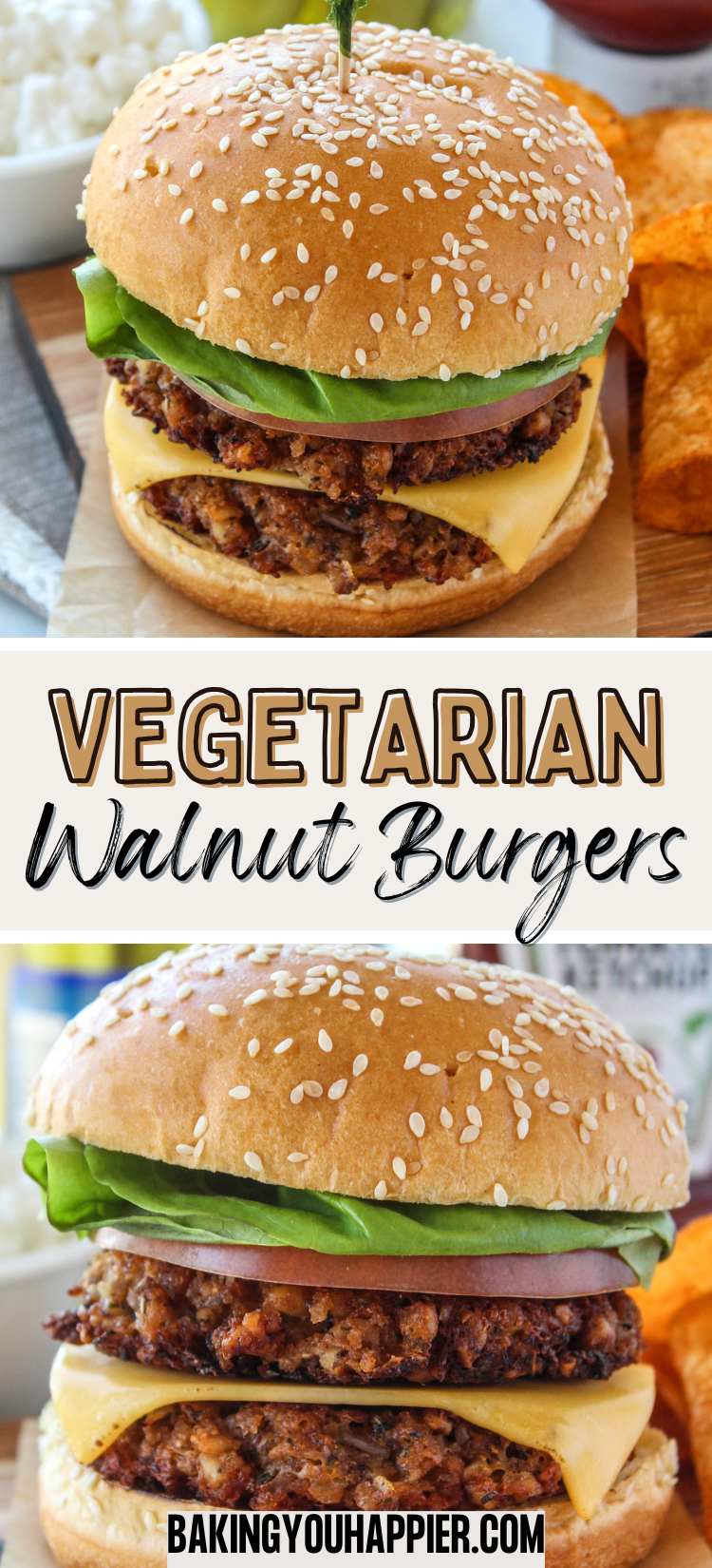 Vegetarian Walnut Burger - Baking You Happier