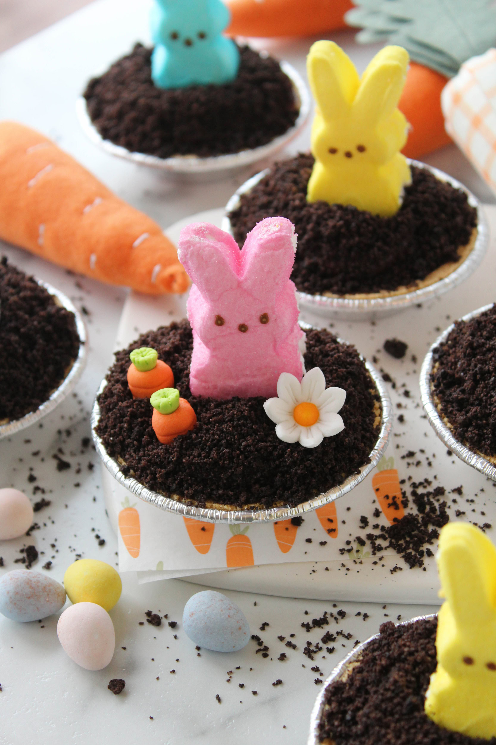 Mini Peeps Dirt Cake Pies | Baking You Happier