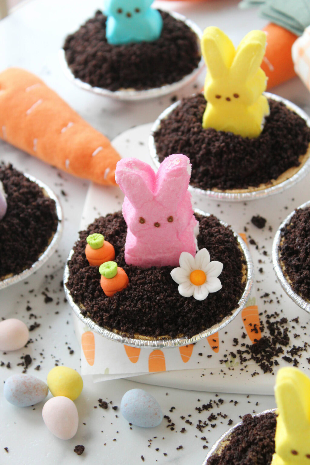 Mini Peeps Dirt Cake Pies | Baking You Happier