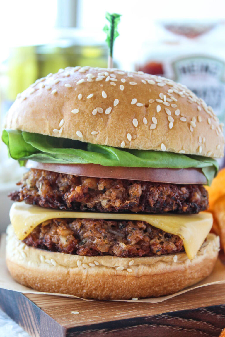 Vegetarian Walnut Burger - Baking You Happier