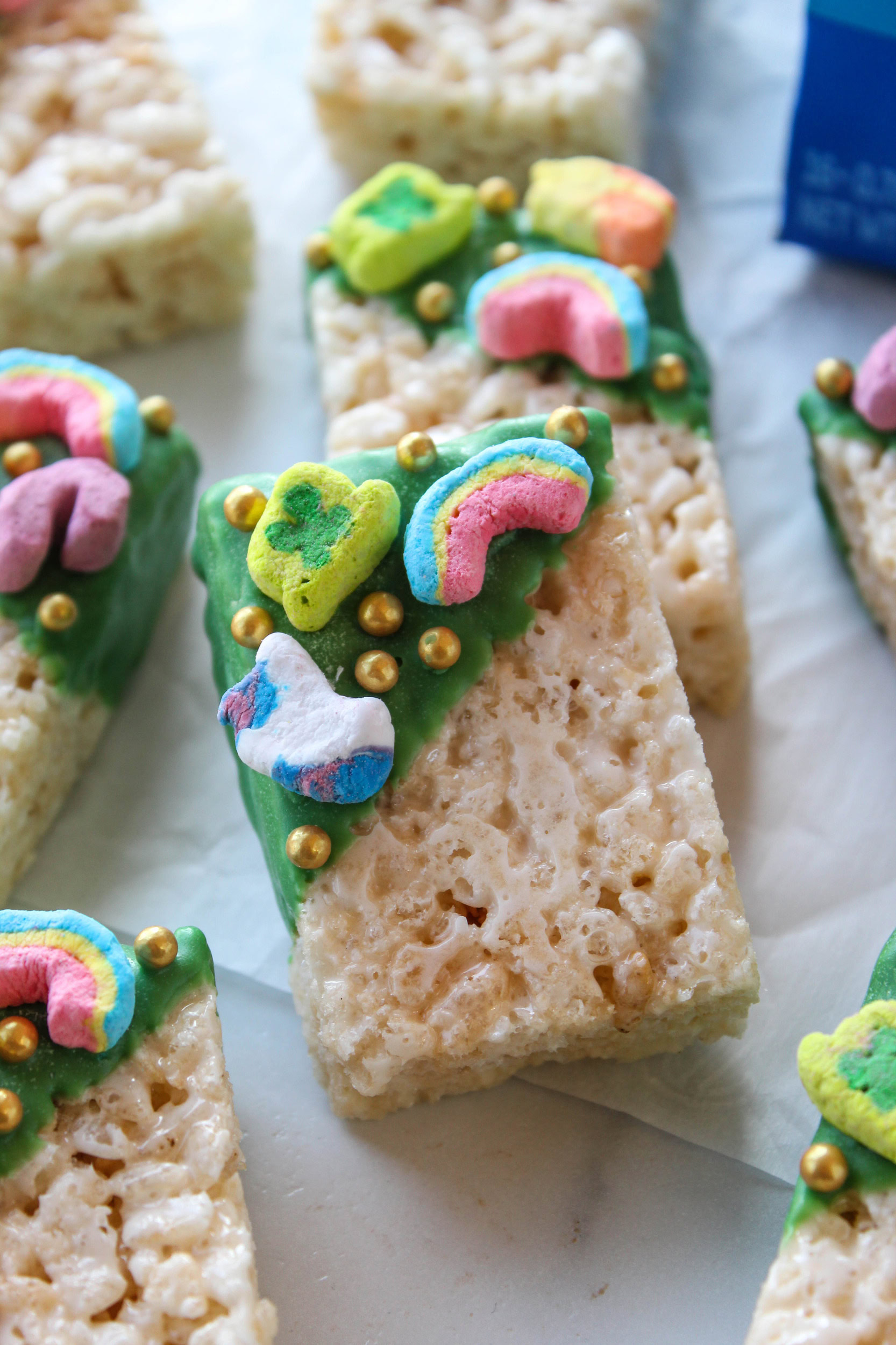 St. Patrick’s Day Dipped Rice Krispie Treats - Baking You Happier