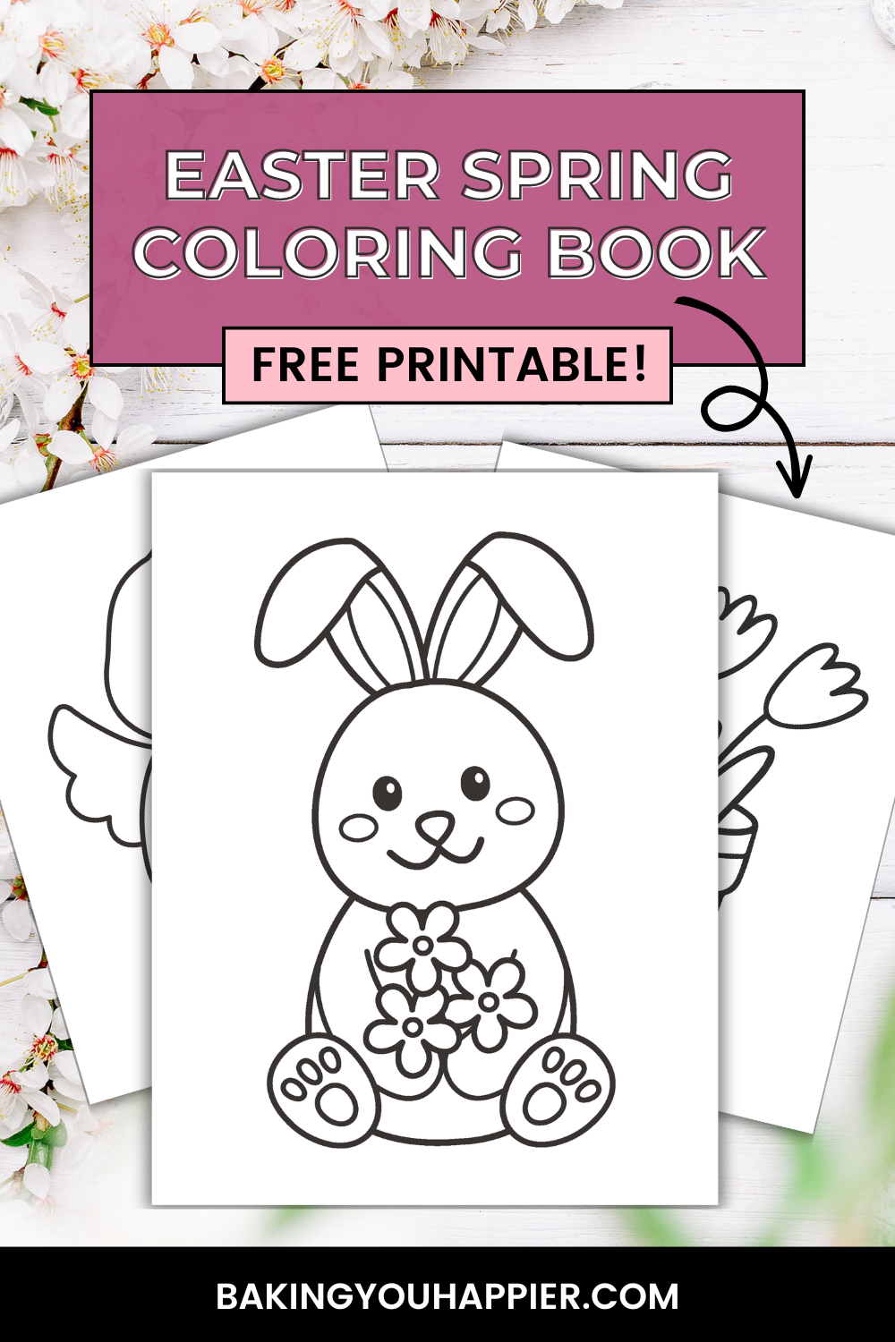 Free Printable Easter Spring Coloring Book | Baking You Happier
