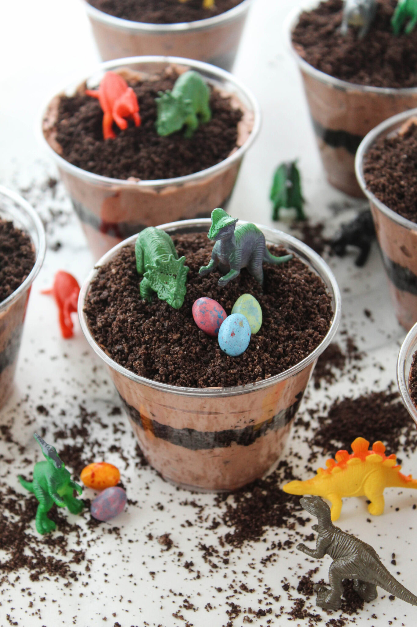 Dinosaur Oreo Dirt Cake Cups - Baking You Happier