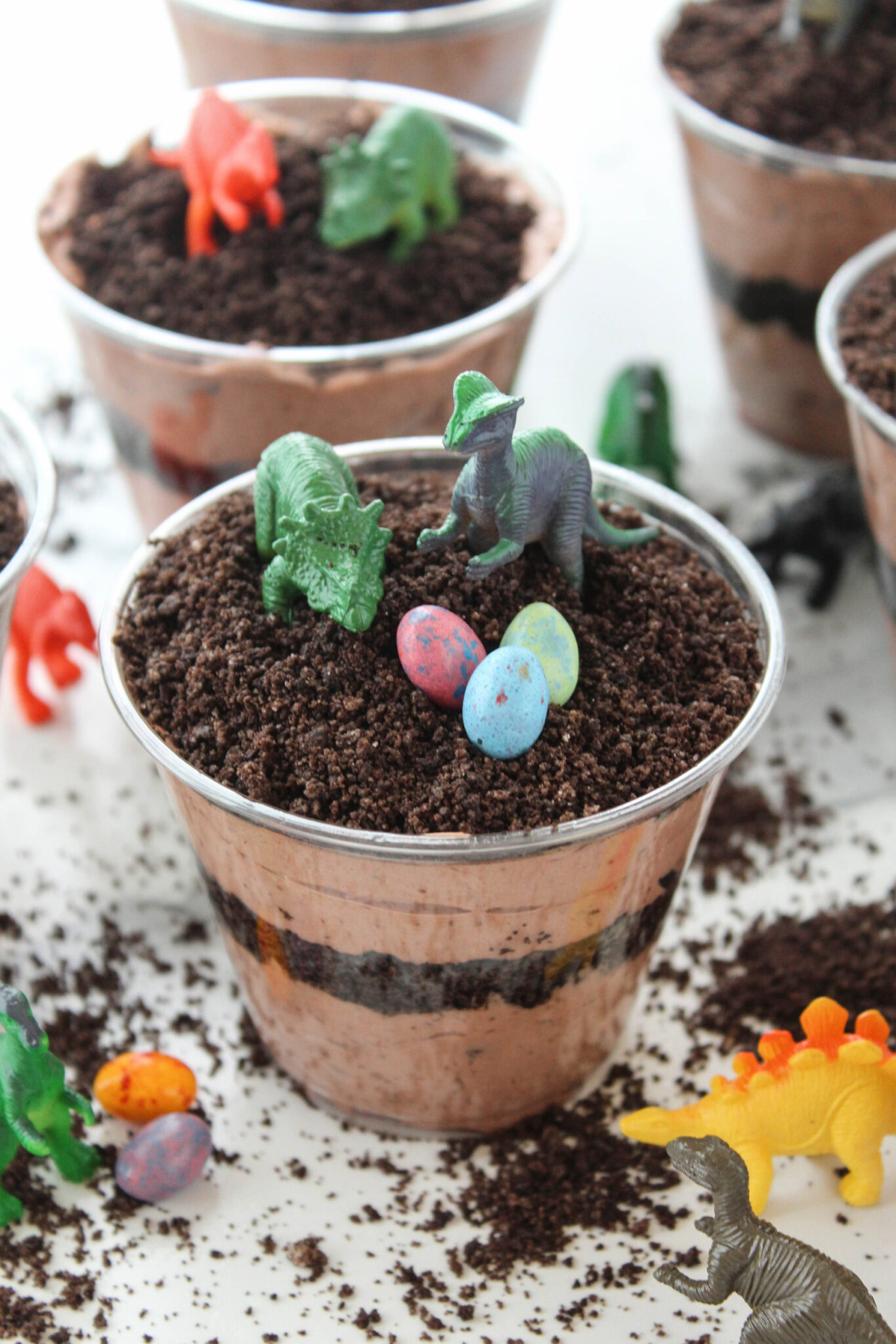Dinosaur Oreo Dirt Cake Cups - Baking You Happier