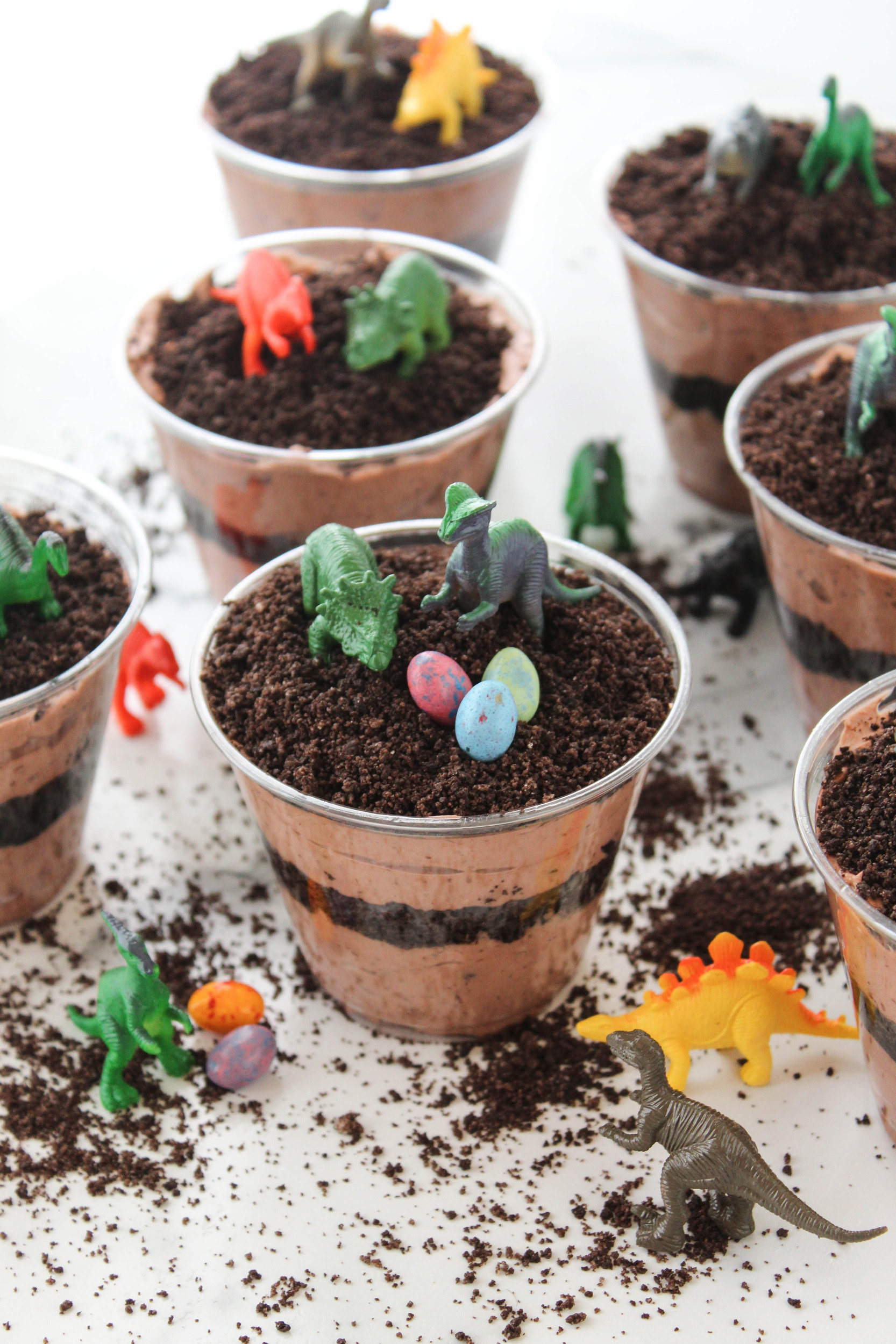 Dinosaur Oreo Dirt Cake Cups - Baking You Happier