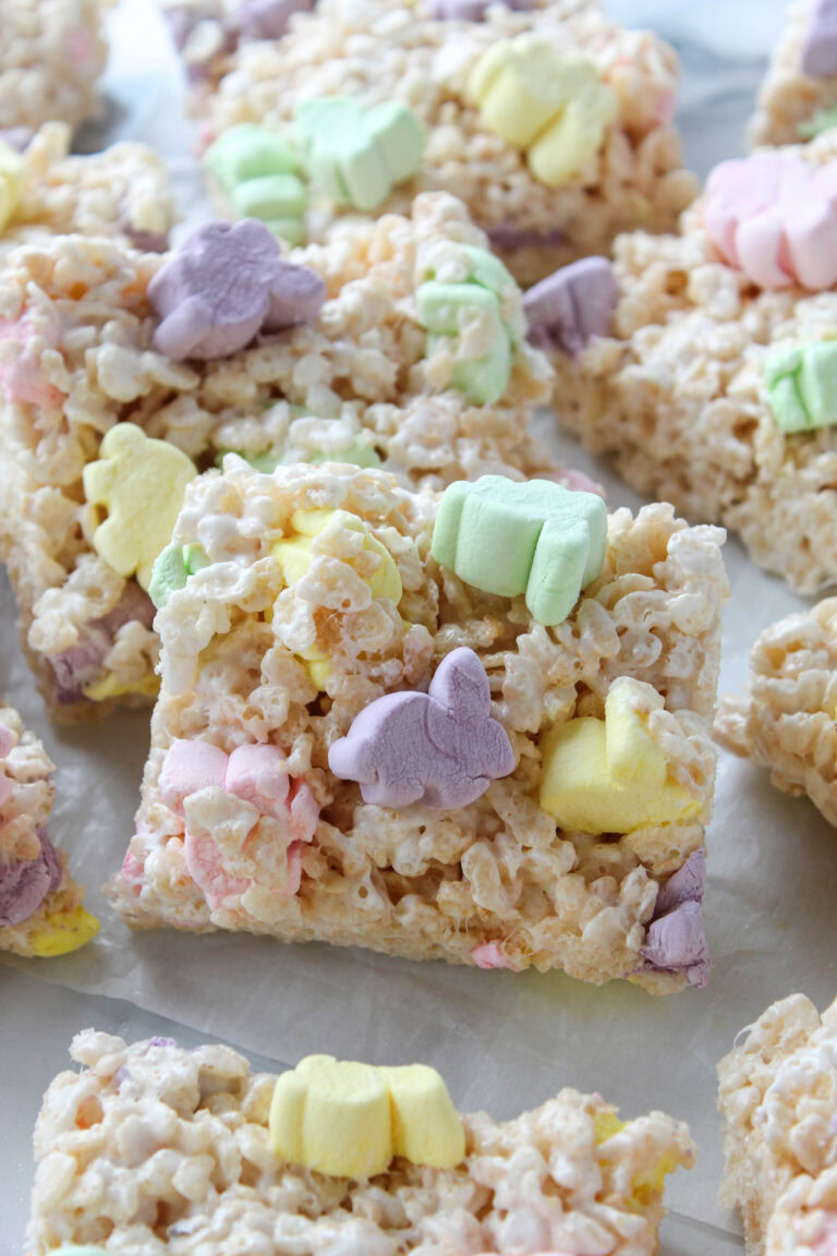 Easter Marshmallow Rice Krispie Treats - Baking You Happier