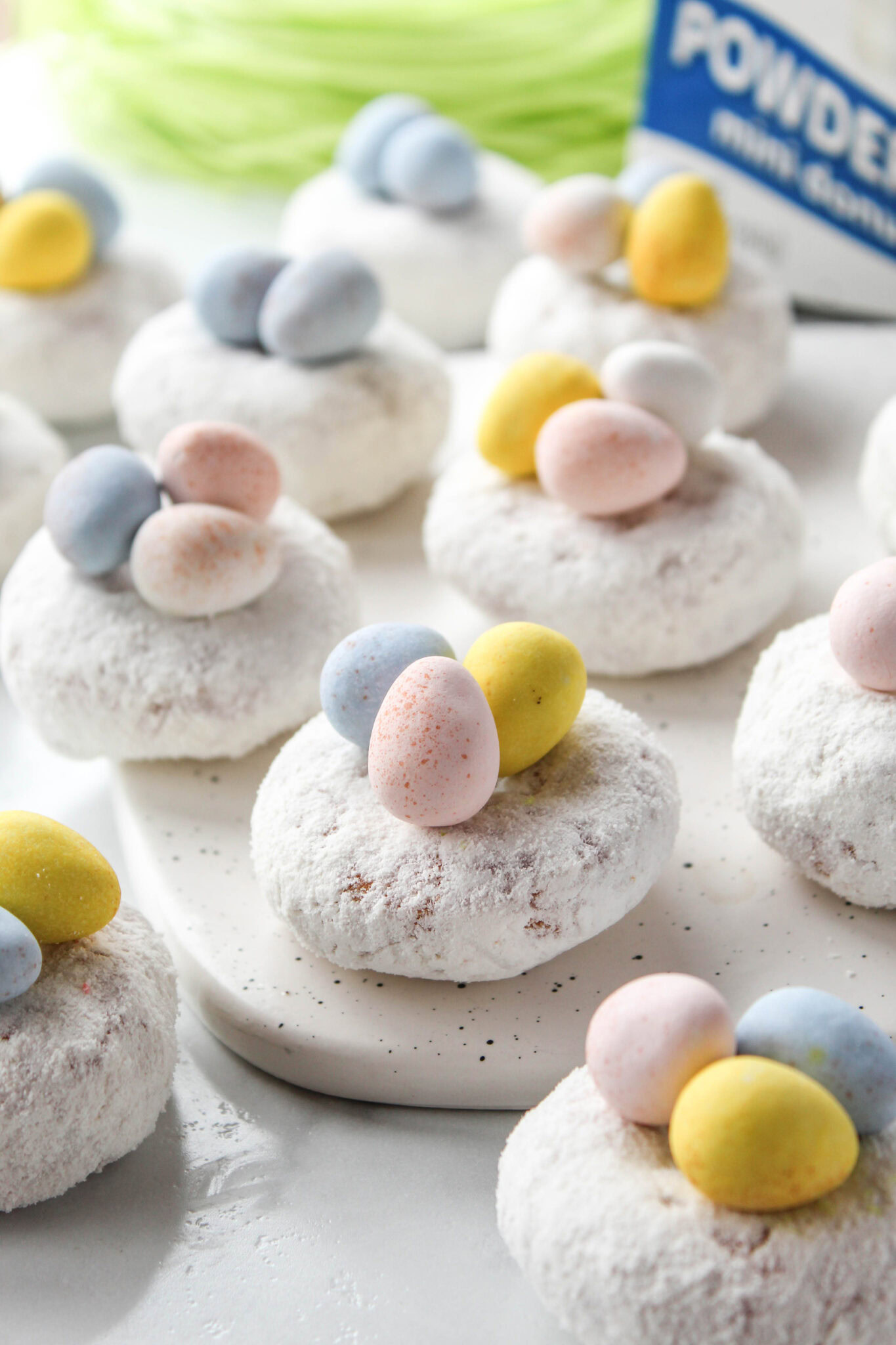 Mini Powdered Donut Bird Nests - Baking You Happier