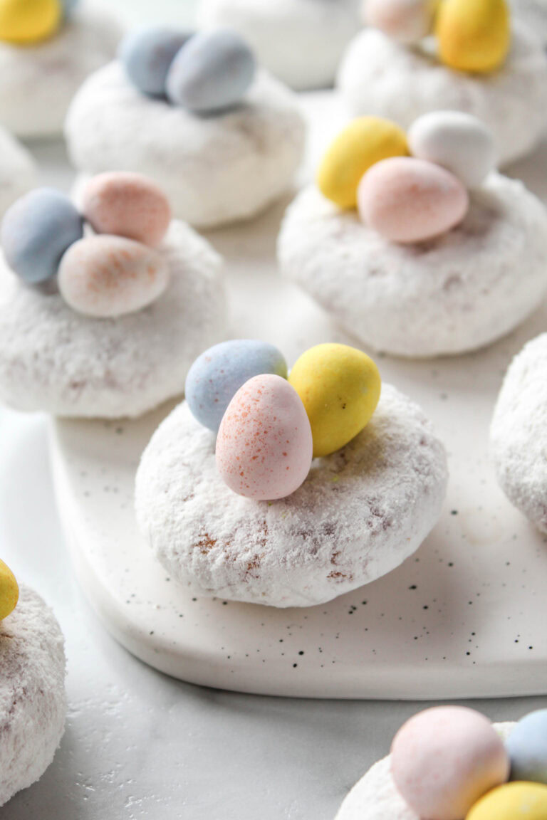 Mini Powdered Donut Bird Nests - Baking You Happier