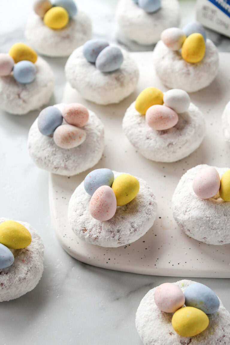 Mini Powdered Donut Bird Nests | Baking You Happier