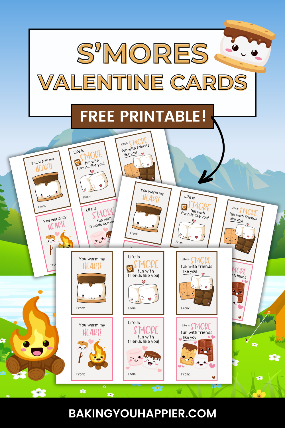Free Printable S’mores Valentine Cards - Baking You Happier