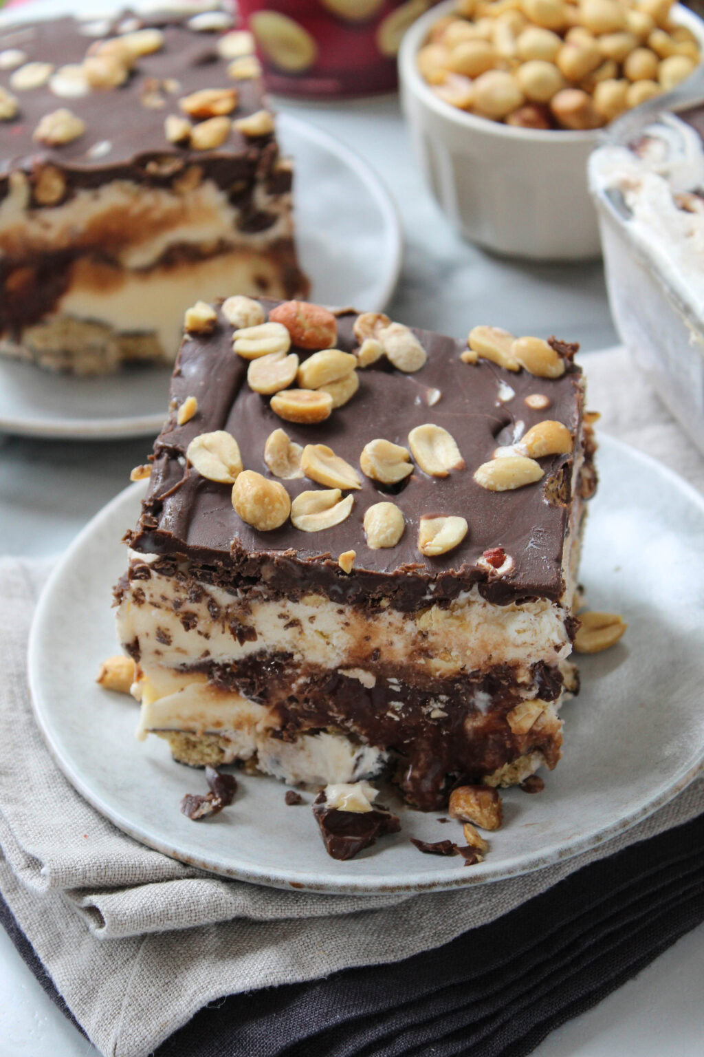 Buster Bar Ice Cream Cake - Baking You Happier