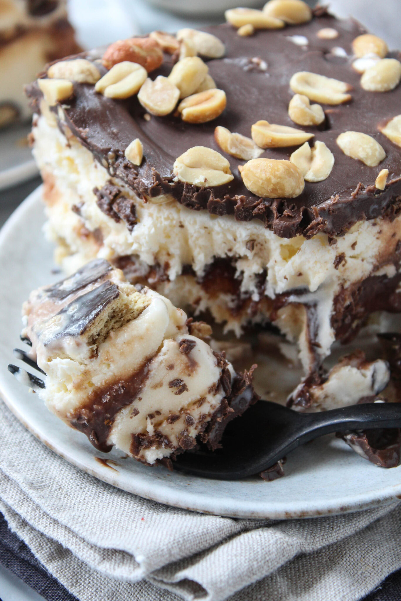 Buster Bar Ice Cream Cake - Baking You Happier