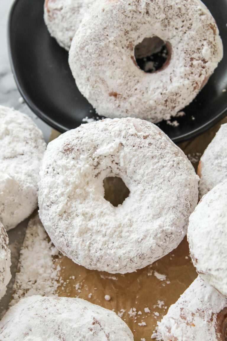 Powdered Sugar Canned Biscuit Donuts | Baking You Happier