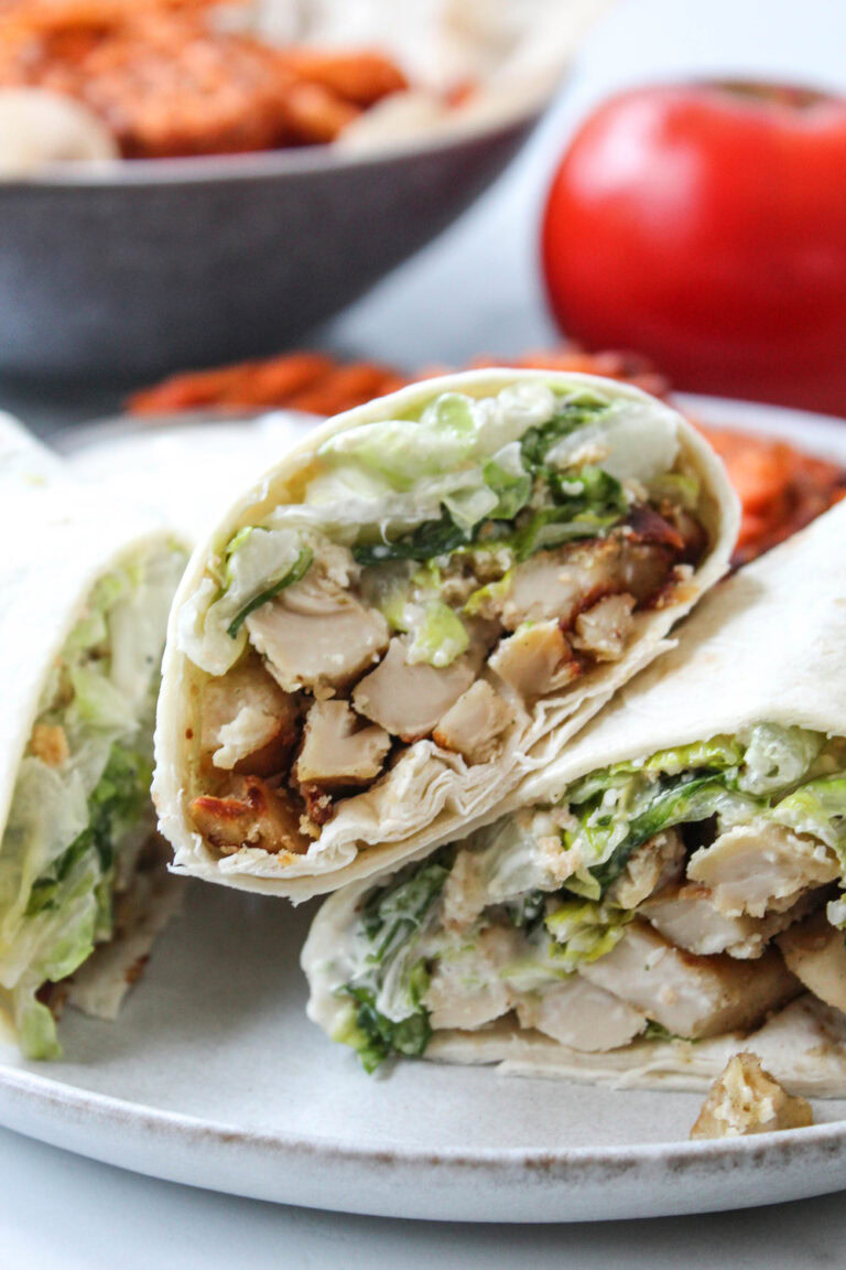 Vegetarian Chicken Caesar Wrap - Baking You Happier