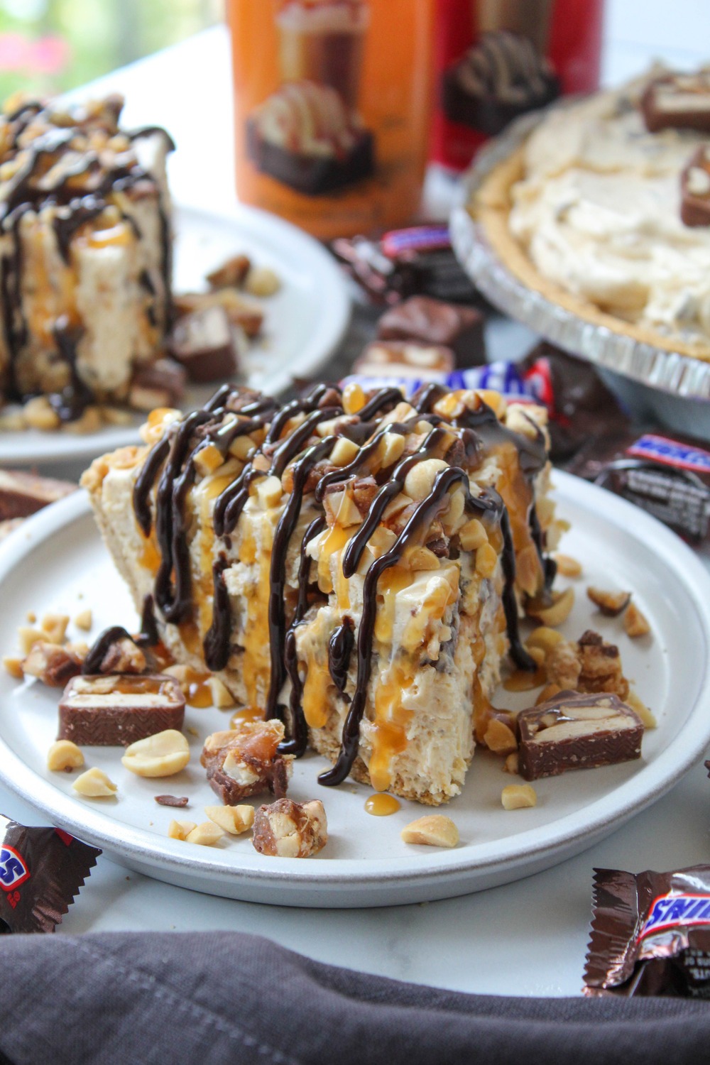 No Bake Snickers Pie - Baking You Happier