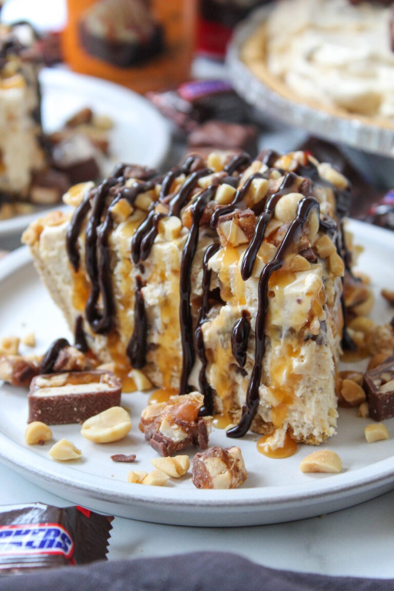 No Bake Snickers Pie - Baking You Happier