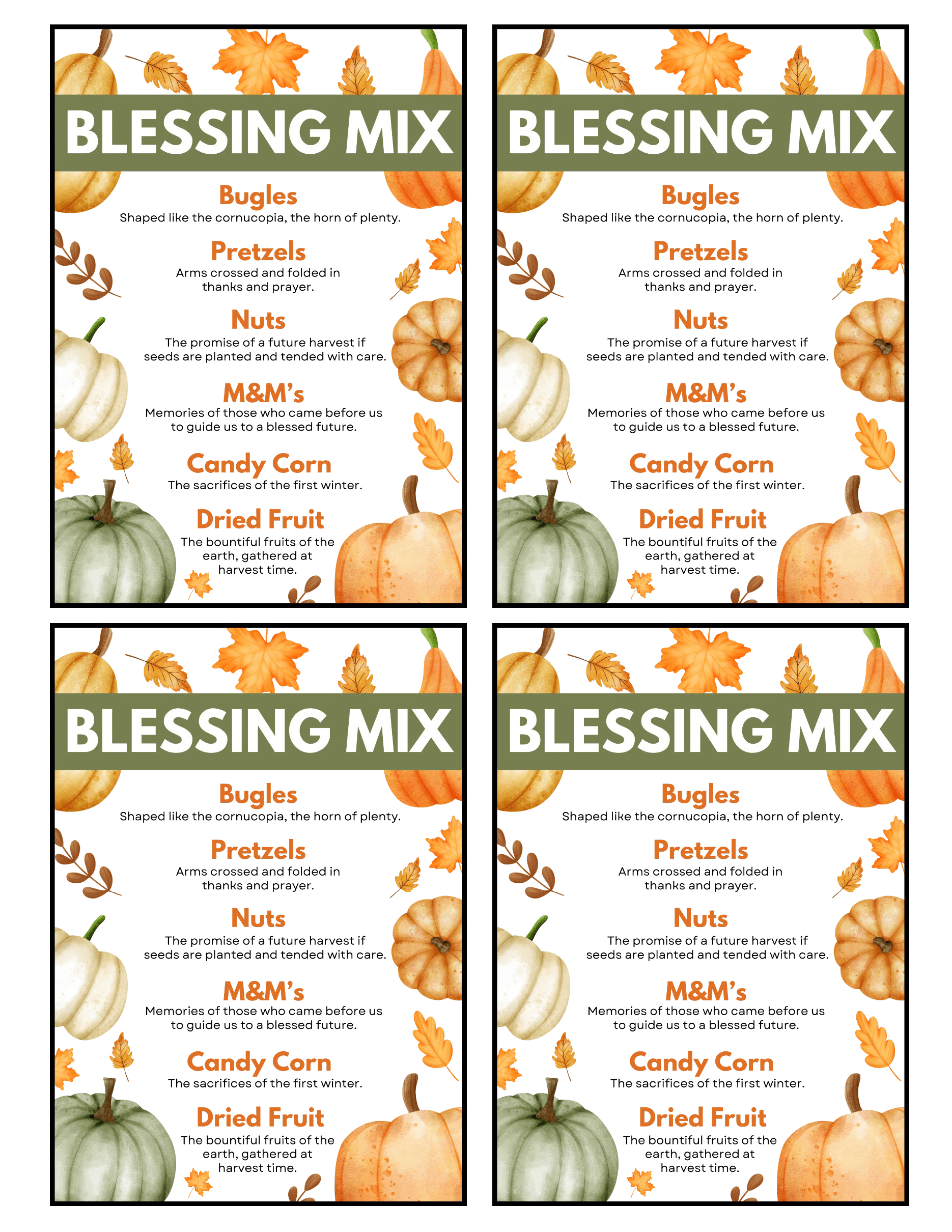Free Printable Thanksgiving Blessing Mix Gift Tags - Baking You Happier