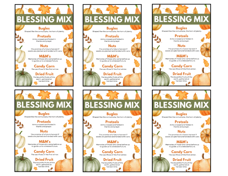 Free Printable Thanksgiving Blessing Mix Gift Tags - Baking You Happier