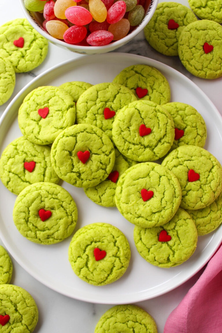 Grinch Cake Mix Cookies - Baking You Happier